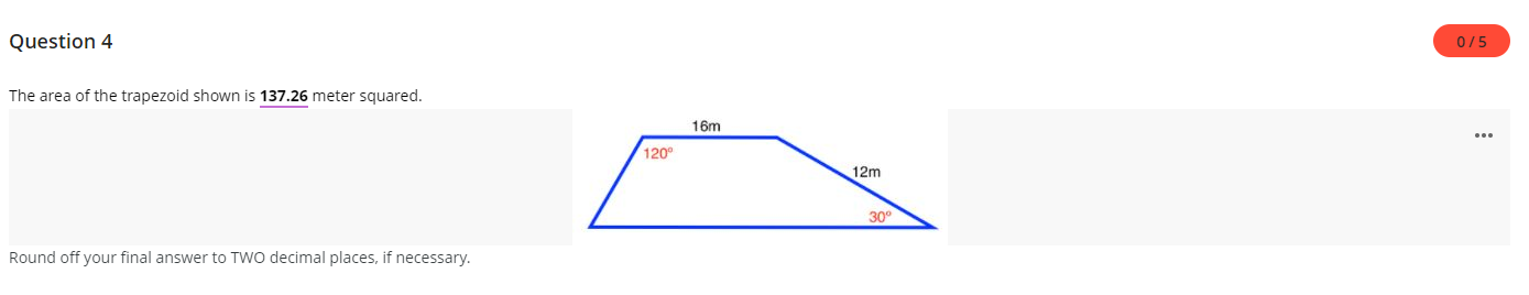 Solved The area of the trapezoid shown is 137.26 meter | Chegg.com