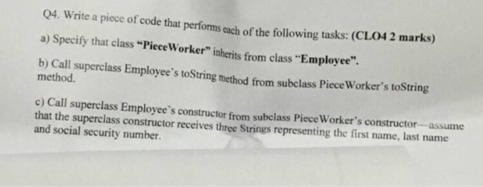 Solved Q4. Write a piece of code that performs each of the | Chegg.com