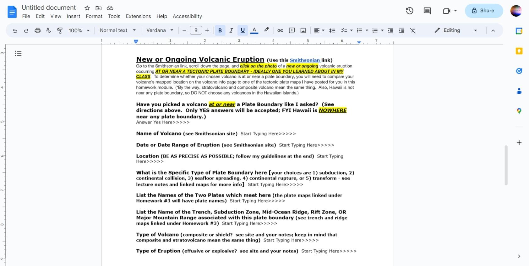 Solved New or Ongoing Volcanic Eruption (Use this | Chegg.com