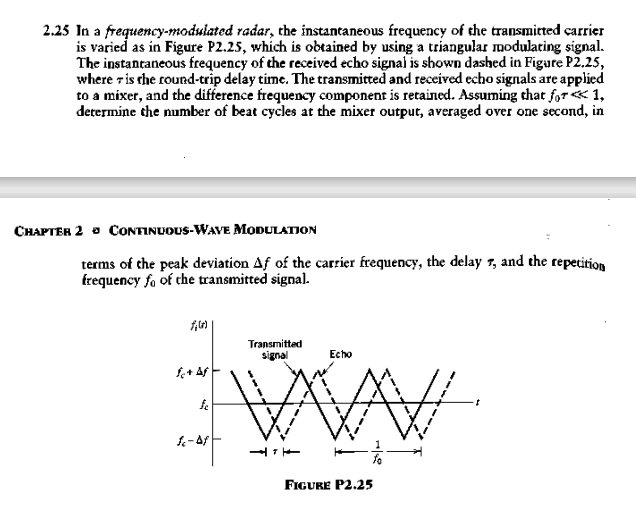 Solved 2 25 In A Frequency Modulated Radar The