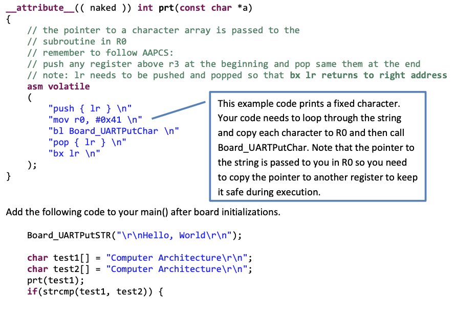 Solved Write a subroutine that prints a character string to | Chegg.com