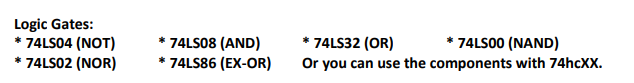 Solved Logic Gates: ∗74LSO4 (NOT) ∗74LSO8 (AND) ∗74LS32 (OR) | Chegg.com
