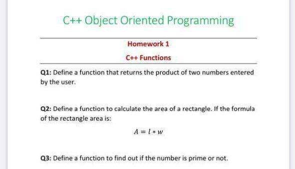 Solved C++ Object Oriented Programming Homework 1 C++ | Chegg.com