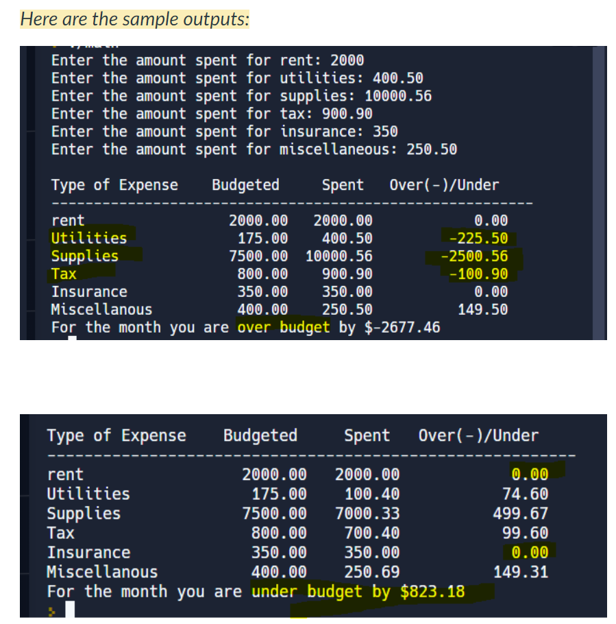 Solved Final Programming Assignment A store owner has | Chegg.com