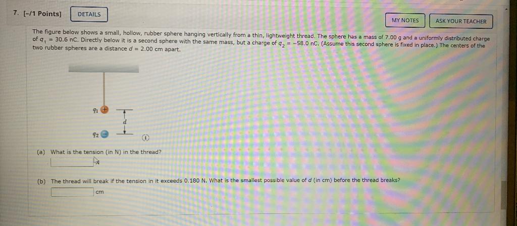 Solved 7. [-/1 Points] DETAILS MY NOTES ASK YOUR TEACHER The | Chegg.com