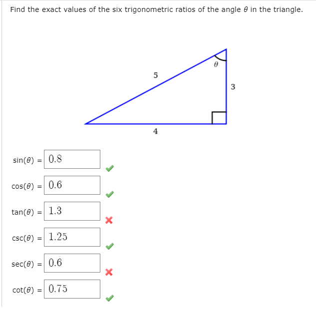 Solved Find the exact values of the six trigonometric ratios | Chegg.com