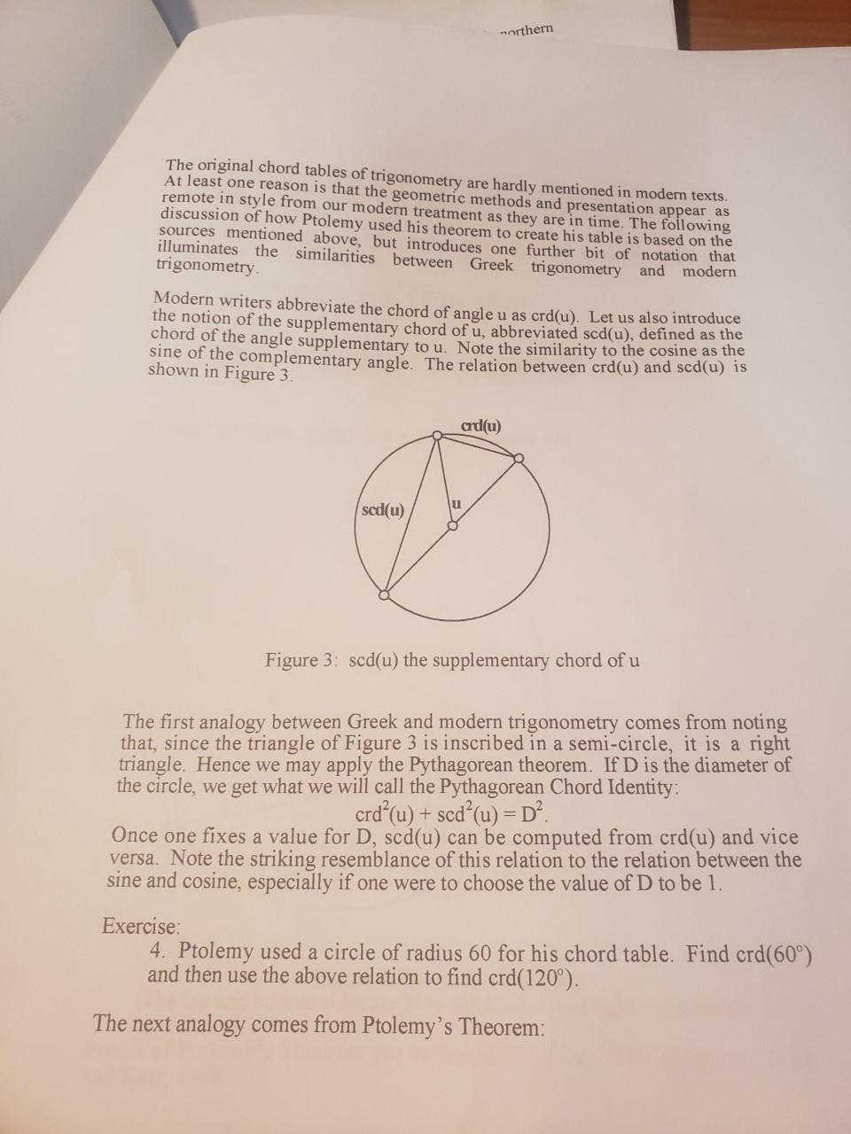 Solved northern The original chord tables of trigonometry | Chegg.com
