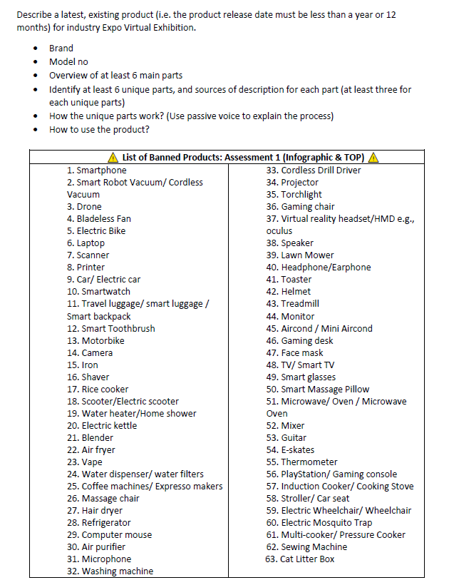 Describe a latest, existing product (i.e. the product | Chegg.com