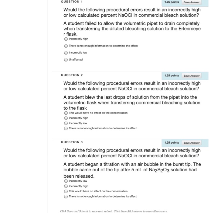 Solved Would the following procedural errors result in an | Chegg.com