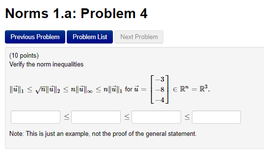 Solved Norms 1.a: Problem 4 Previous Problem Problem List | Chegg.com