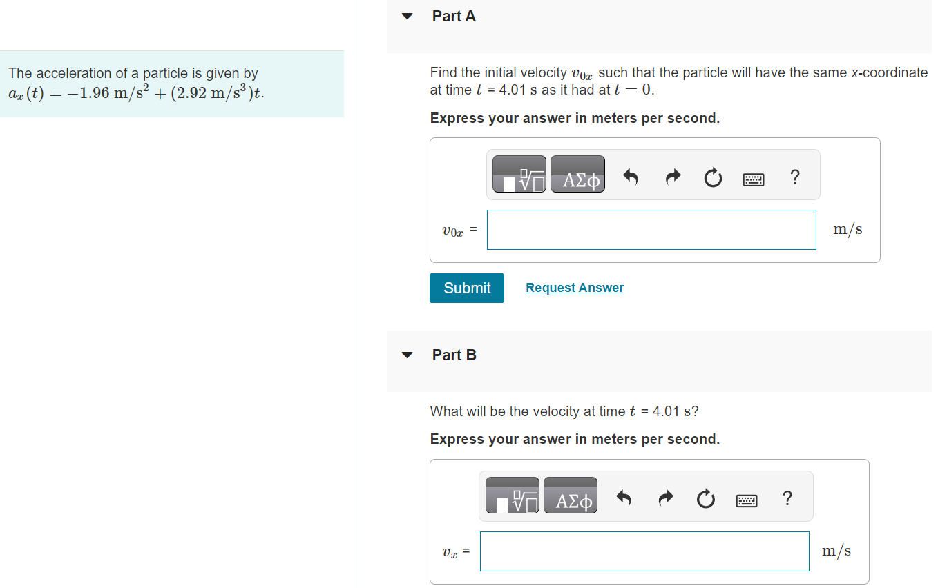 Solved The acceleration of a particle is given by | Chegg.com