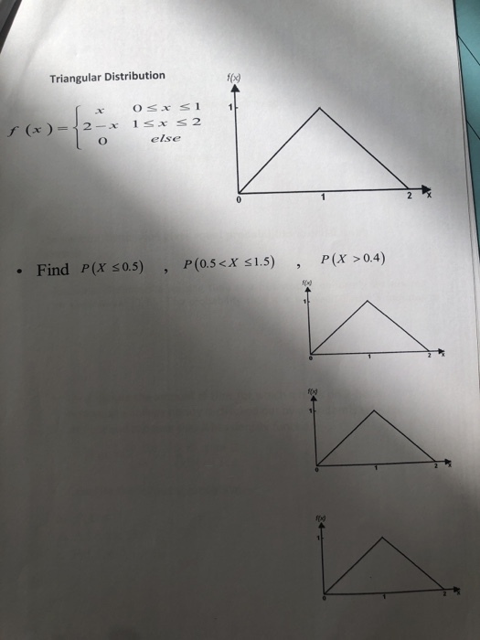 Solved Triangular Distribution else . Find P(x s0.5), P(0.5 | Chegg.com