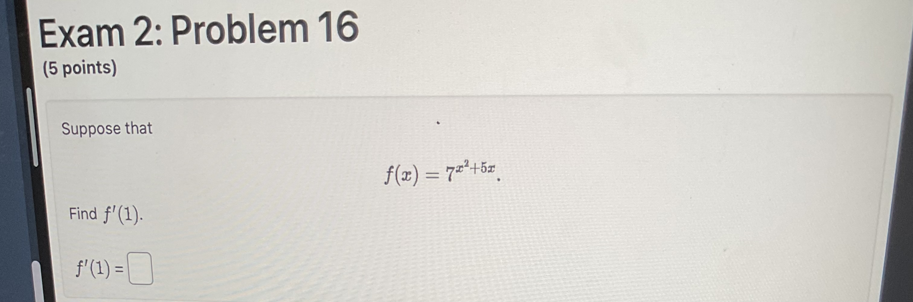 Solved Exam 2: Problem 16 (5 points) Suppose that | Chegg.com