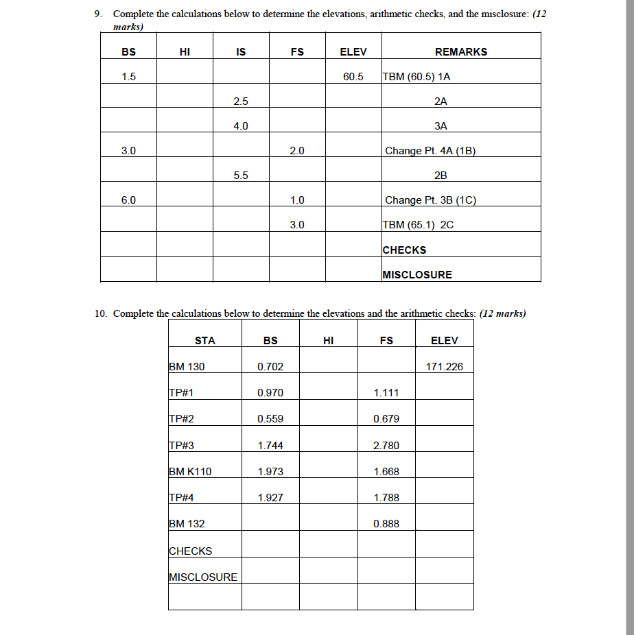 Solved 9. Complete the calculations below to determine the | Chegg.com
