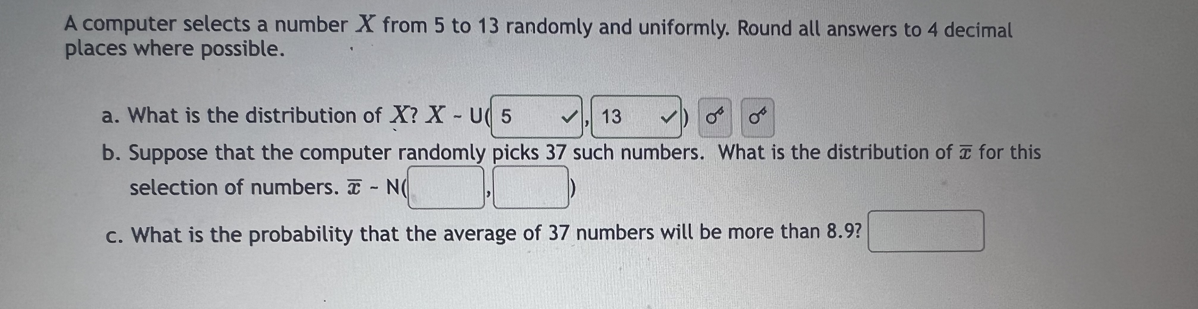 A Computer Selects A Number X From 5 To 13 Randomly 