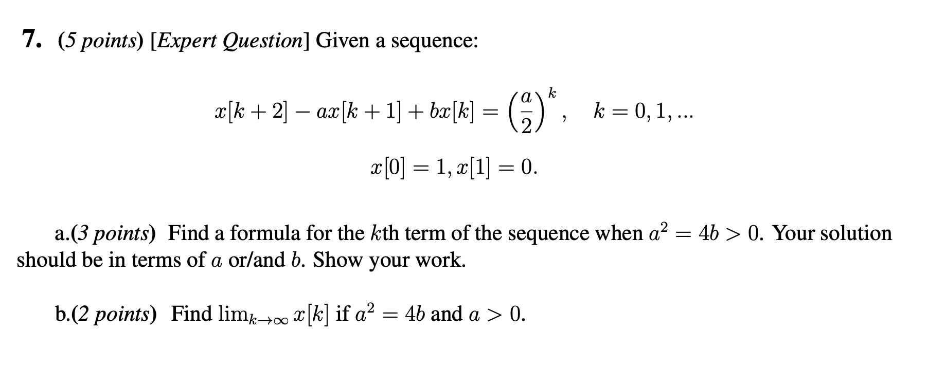Solved 7. (5 points) [Expert Question] Given a sequence: | Chegg.com