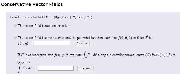 Solved Conservative Vector Fields Consider the vector field | Chegg.com