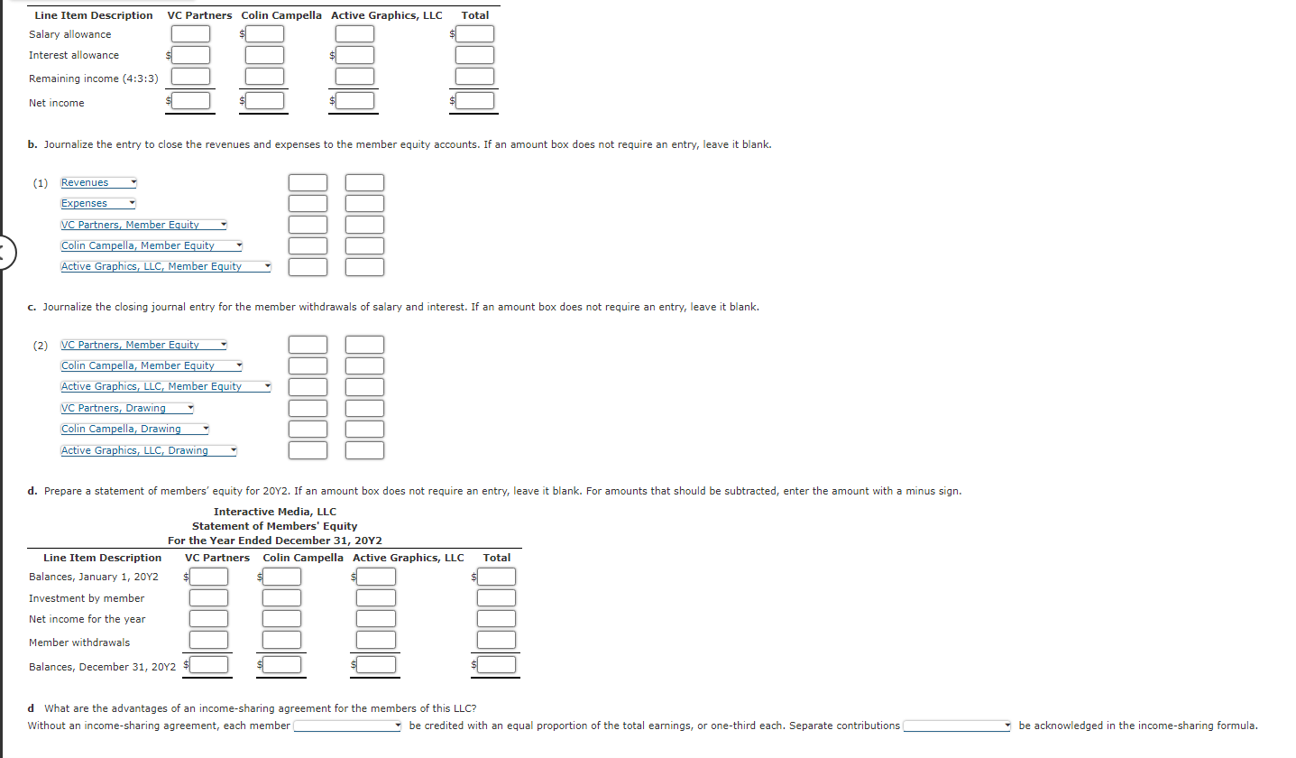 Solved LLC net income and statement of members' | Chegg.com