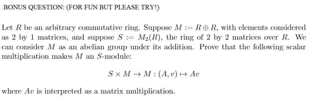 Solved Let R be an arbitrary commutative ring. Suppose | Chegg.com
