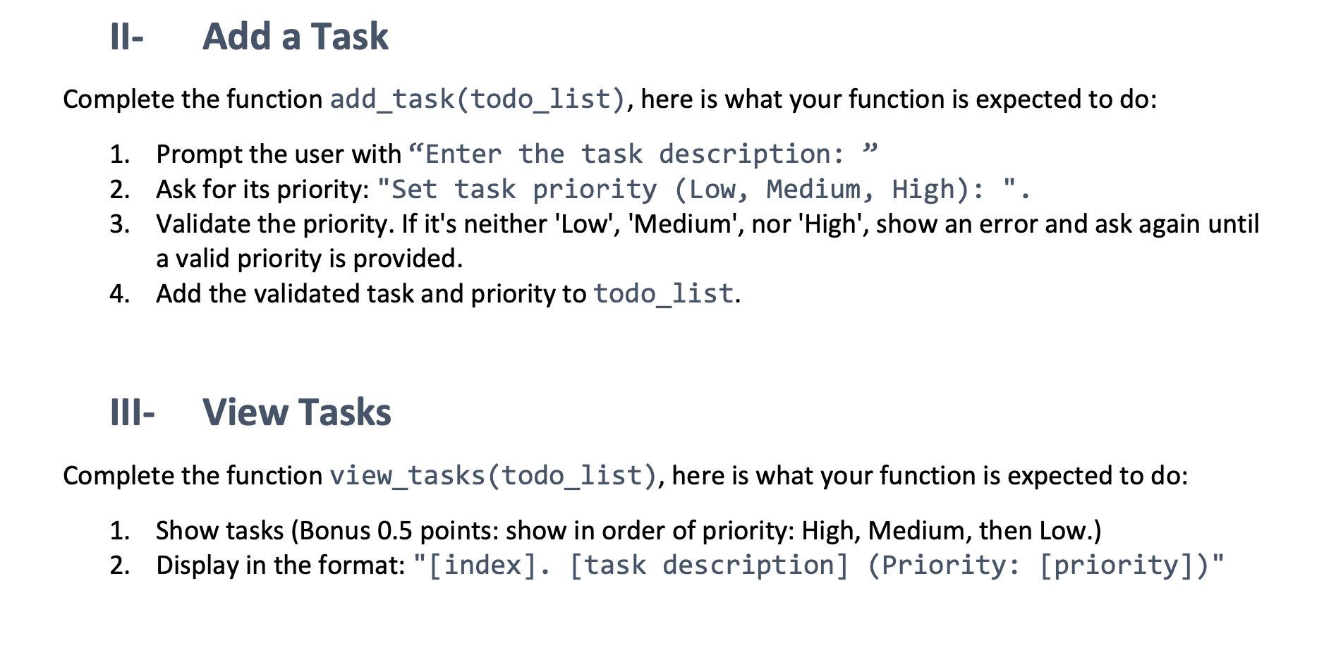 def search_tasks(todo_list):""" Search and display | Chegg.com