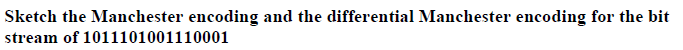 Solved Sketch the Manchester encoding and the differential | Chegg.com