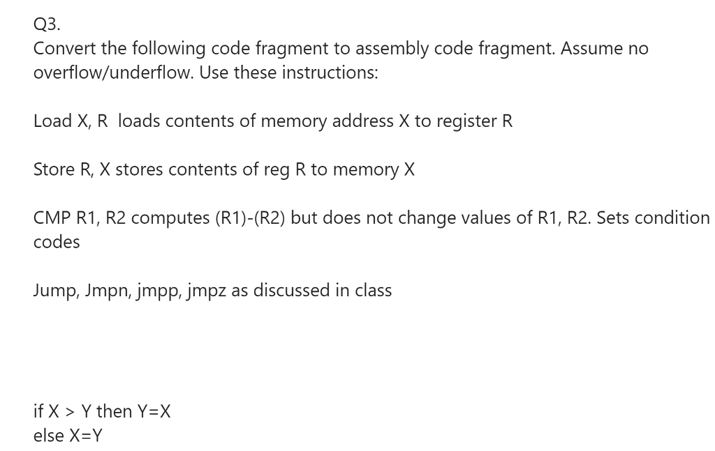 Solved Q3. Convert the following code fragment to assembly | Chegg.com