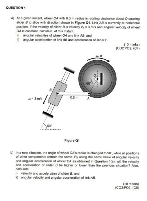 Solved a) At a given instant, wheel OA with 0.3 m radius is | Chegg.com