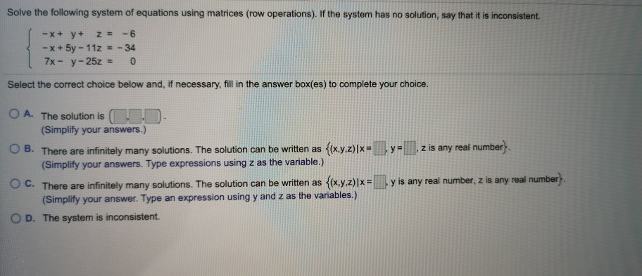 Solved Solve the following system of equations using | Chegg.com