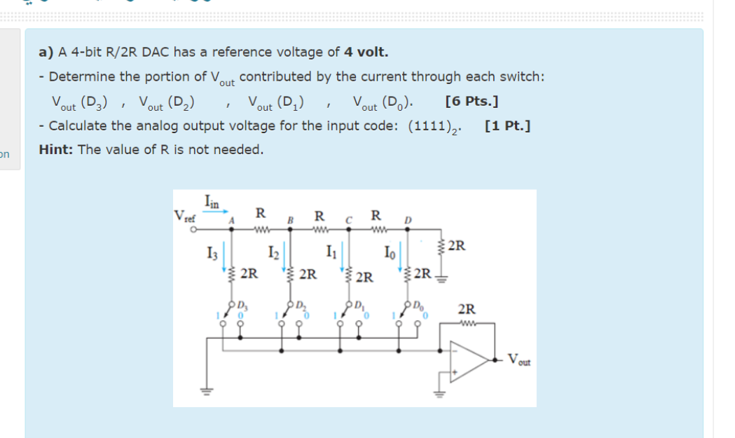 Solved out a) A 4-bit R/2R DAC has a reference voltage of 4 | Chegg.com