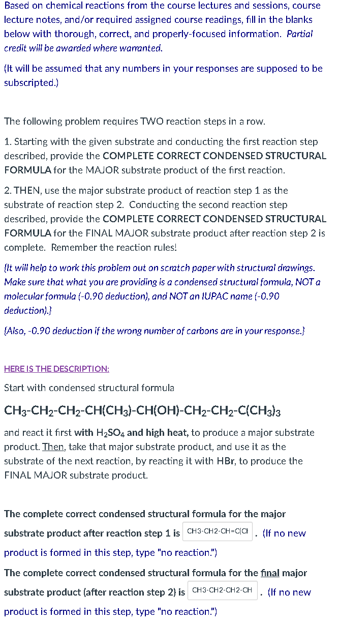 Solved Based on chemical reactions from the course lectures | Chegg.com