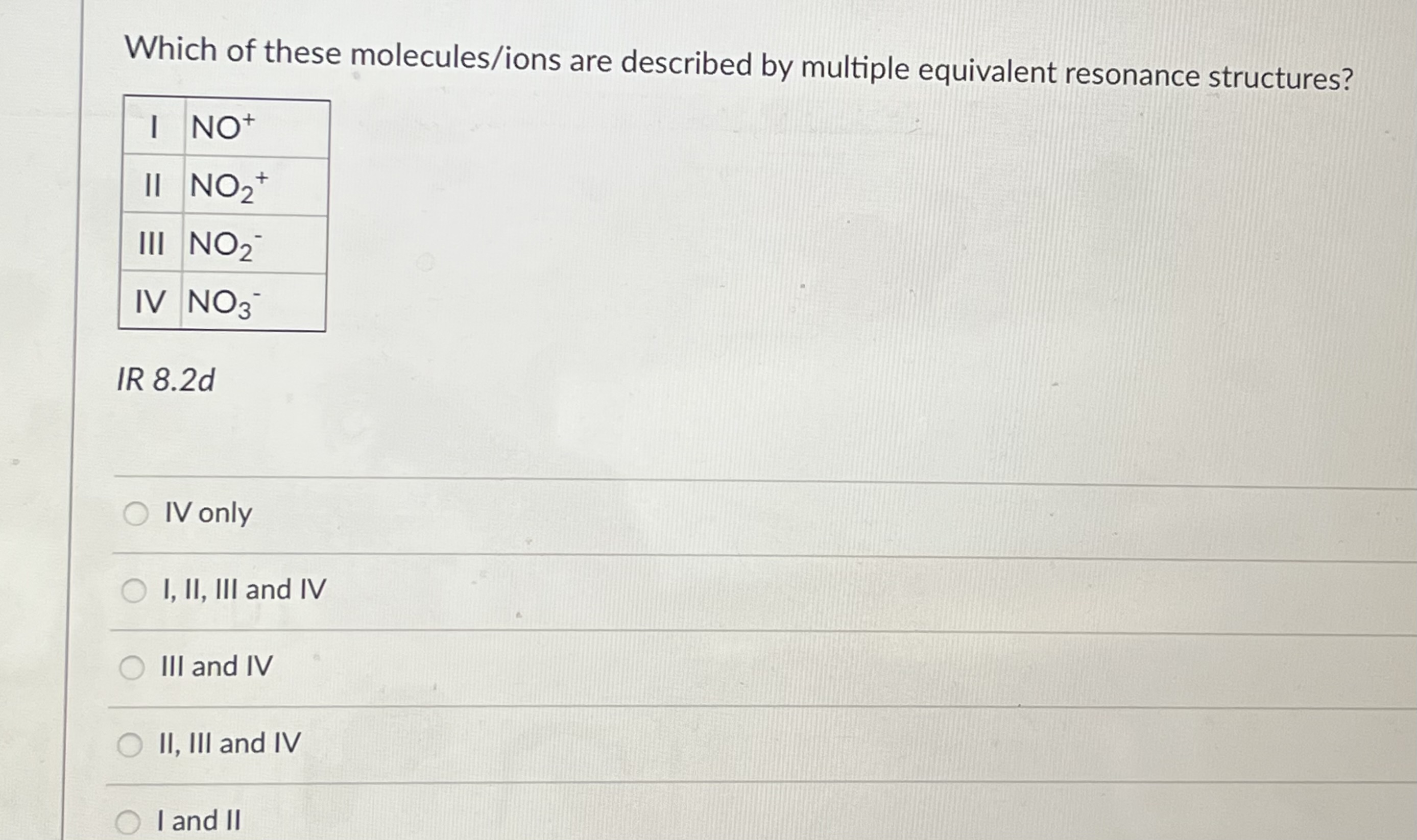Solved Which of these molecules/ions are described by | Chegg.com