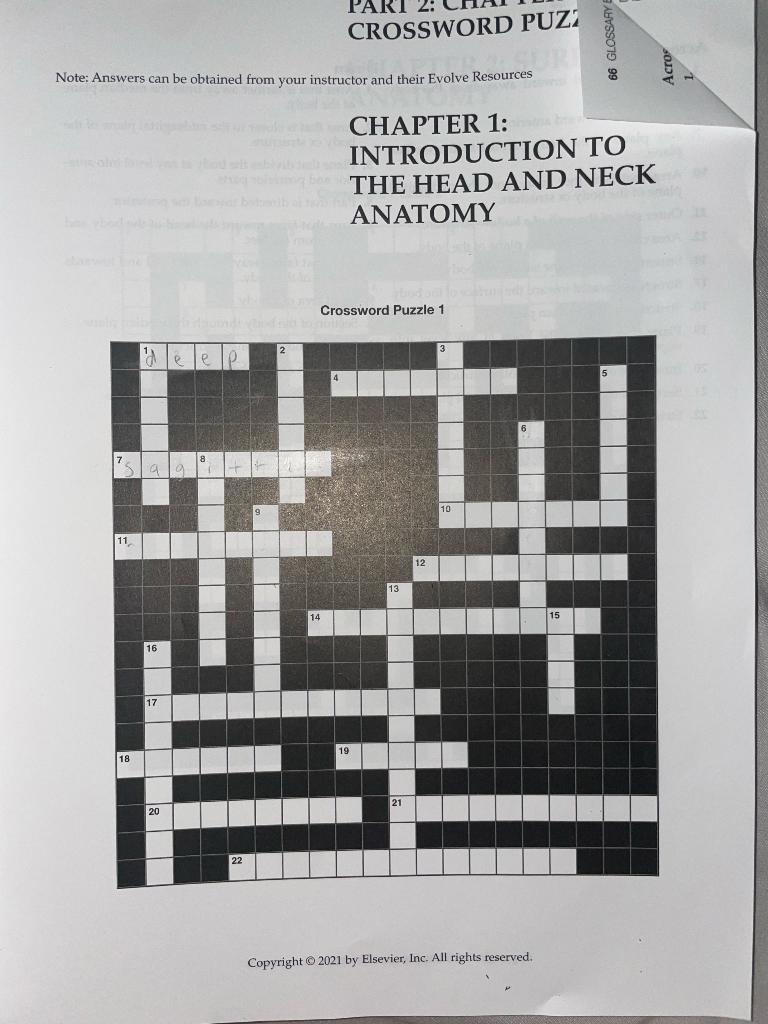 Solved Across Down 1. Structure located inward away from the | Chegg.com