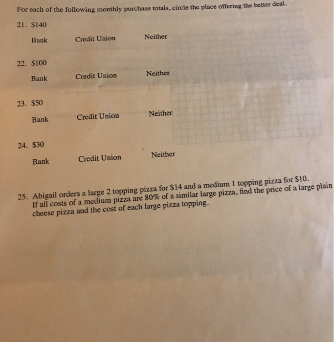 Solved Solve the following word problems. A local bank has a | Chegg.com