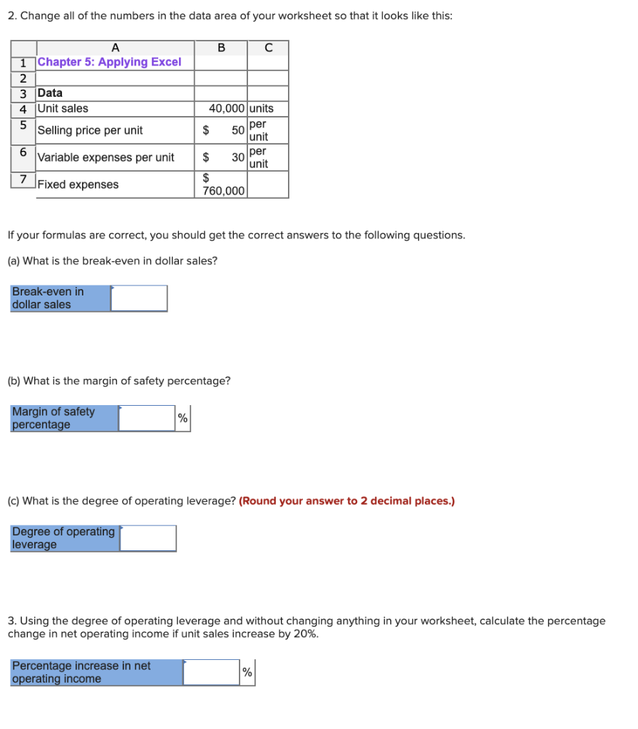 Solved Chapter 5: Applying Excel Data Unit sales 20,000 | Chegg.com