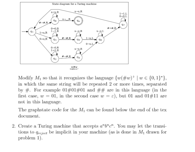 State diagram for a Turing machine XX,R x-x,R 1-1,L | Chegg.com