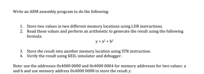 Solved Write an ARM assembly program to do the following: 1. | Chegg.com