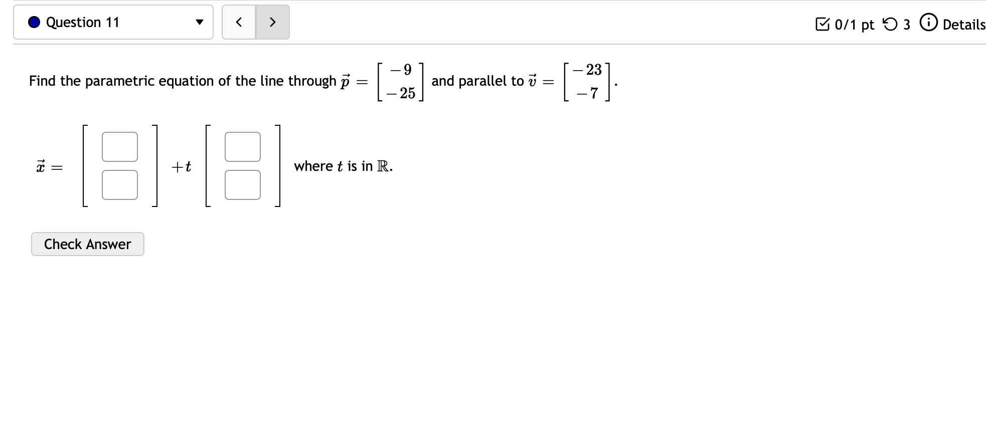 Solved Find the parametric equation of the line through | Chegg.com