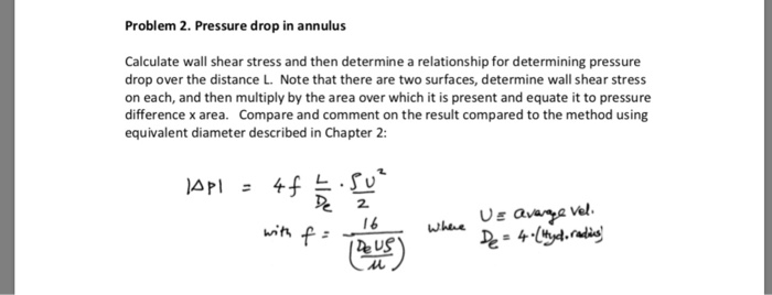 Solved Problem 2. Pressure drop in annulus Calculate wall | Chegg.com