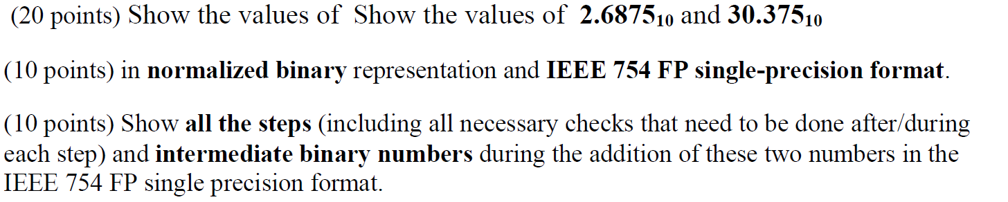 Solved (20 points) Show the values of Show the values of | Chegg.com