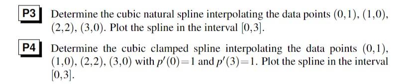 Solved P3 Determine the cubic natural spline interpolating | Chegg.com
