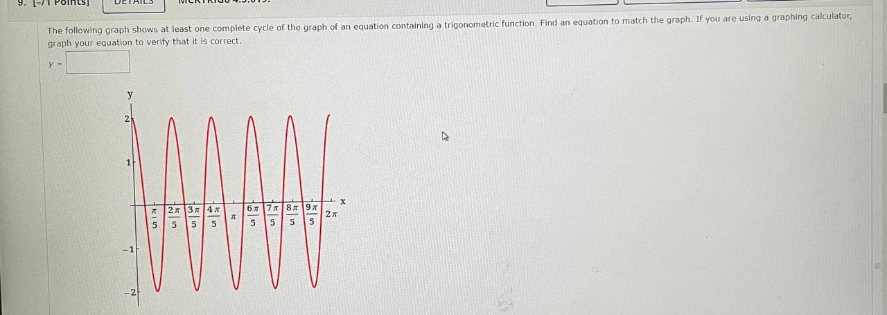 Solved graph your equation to verify that it is correct. | Chegg.com