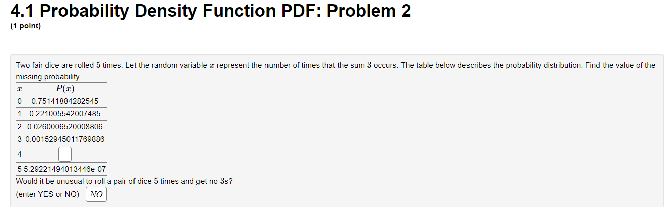 Solved 4.1 Probability Density Function PDF: Problem 2 (1 | Chegg.com