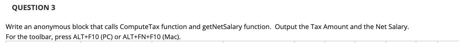 Solved QUESTION 3 Write an anonymous block that calls | Chegg.com