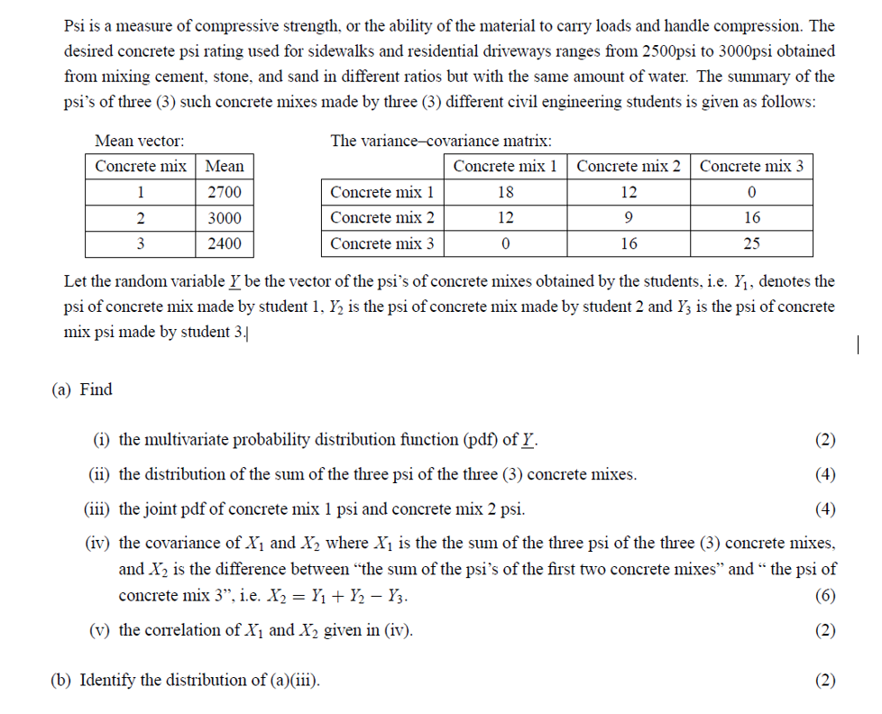 Psi is a measure of compressive strength, or the | Chegg.com