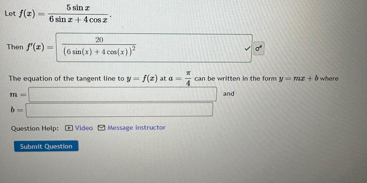 Solved Let f(x)=6sinx+4cosx5sinx Then | Chegg.com