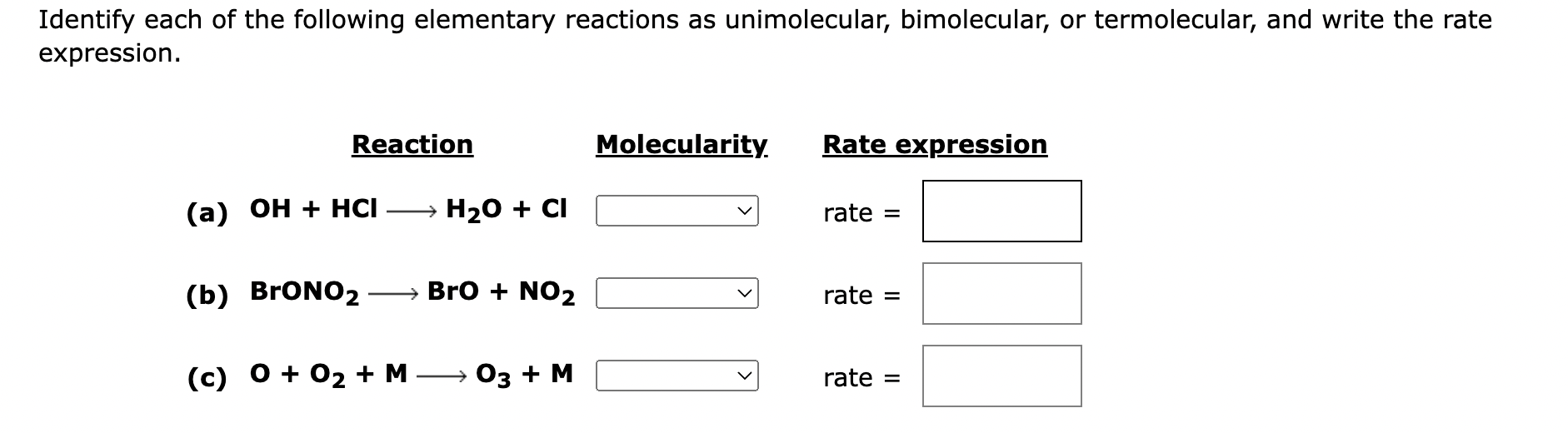 Identify each of the following elementary reactions | Chegg.com
