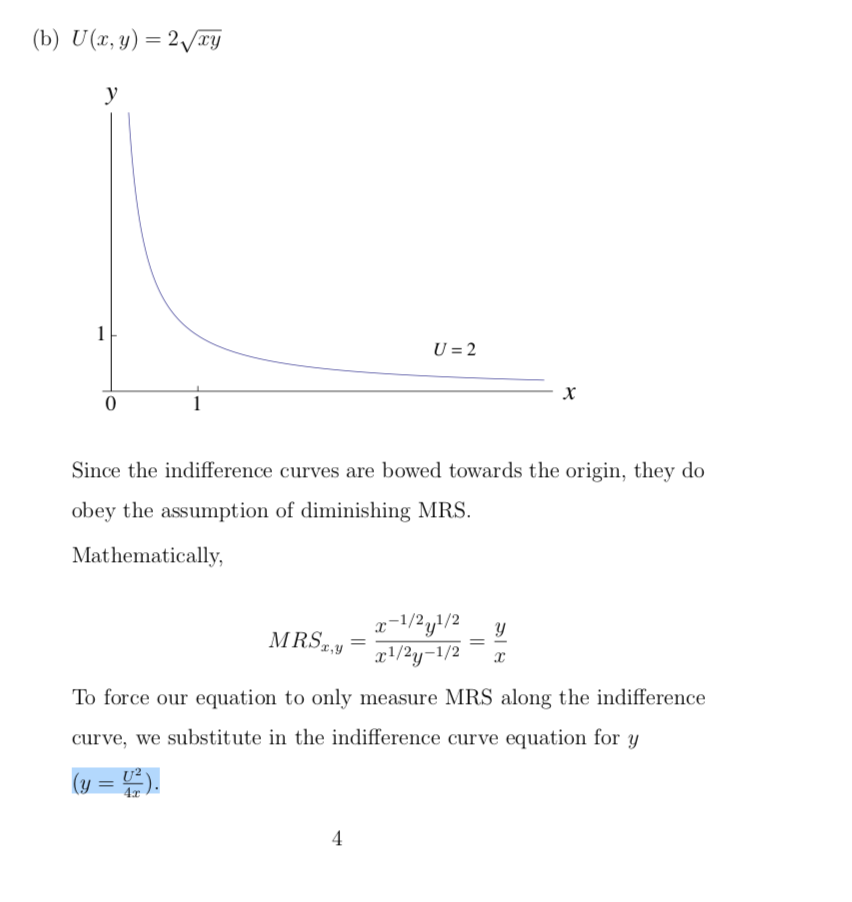 Solved How do I get the indifference curve equation? ( y= | Chegg.com