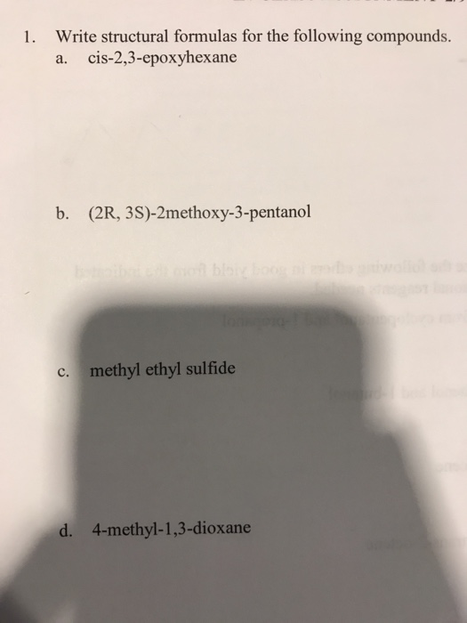 Solved Write structural formulas for the following | Chegg.com