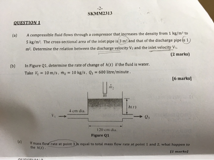 Solved -2 SKMM2313 QUESTION 1 (a) A compressible fluid flows | Chegg.com