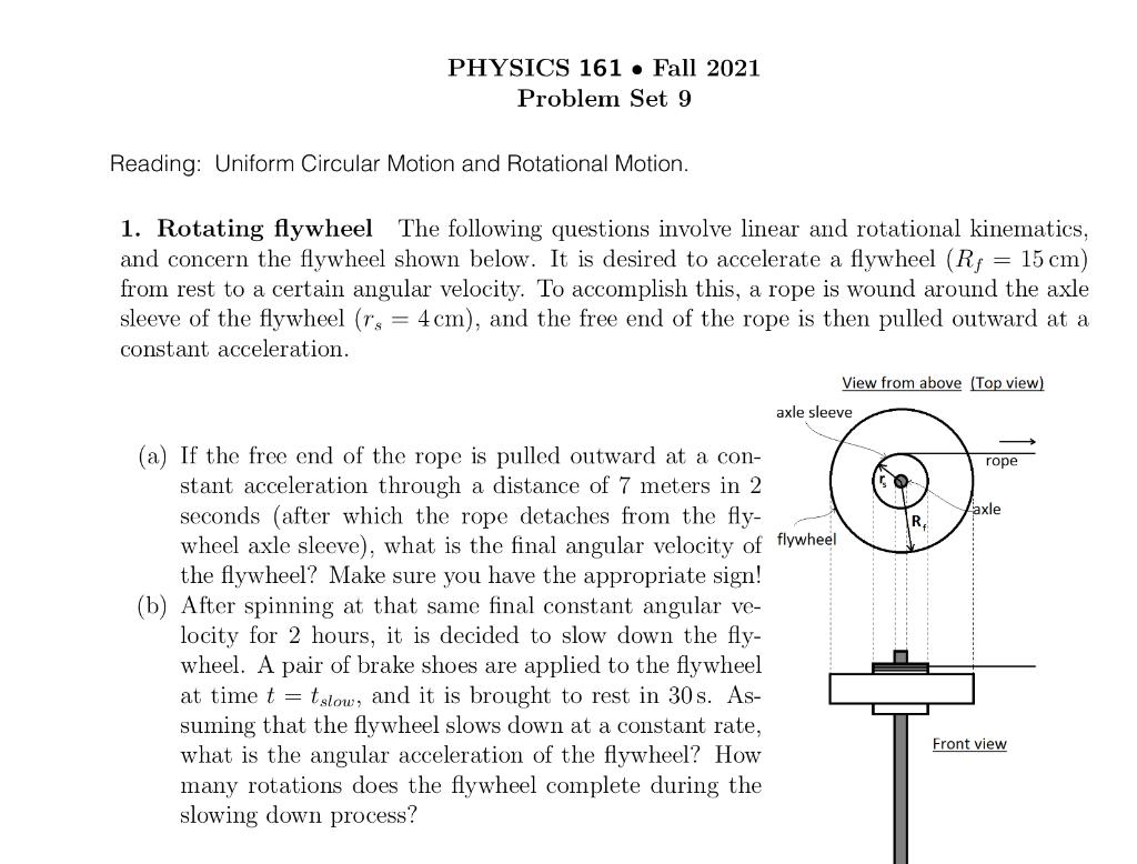 1. Rotating flywheel The following questions involve | Chegg.com